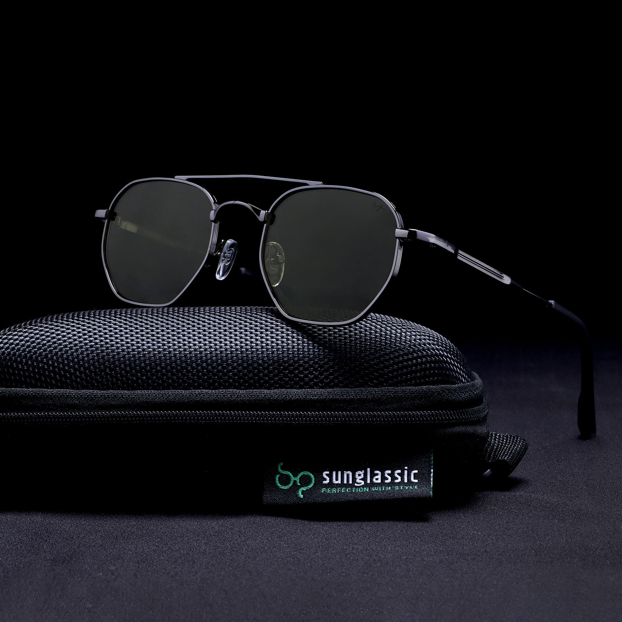 Phantom Gun Green Polarized Hexagon Sunglasses for Men – Sunglassic