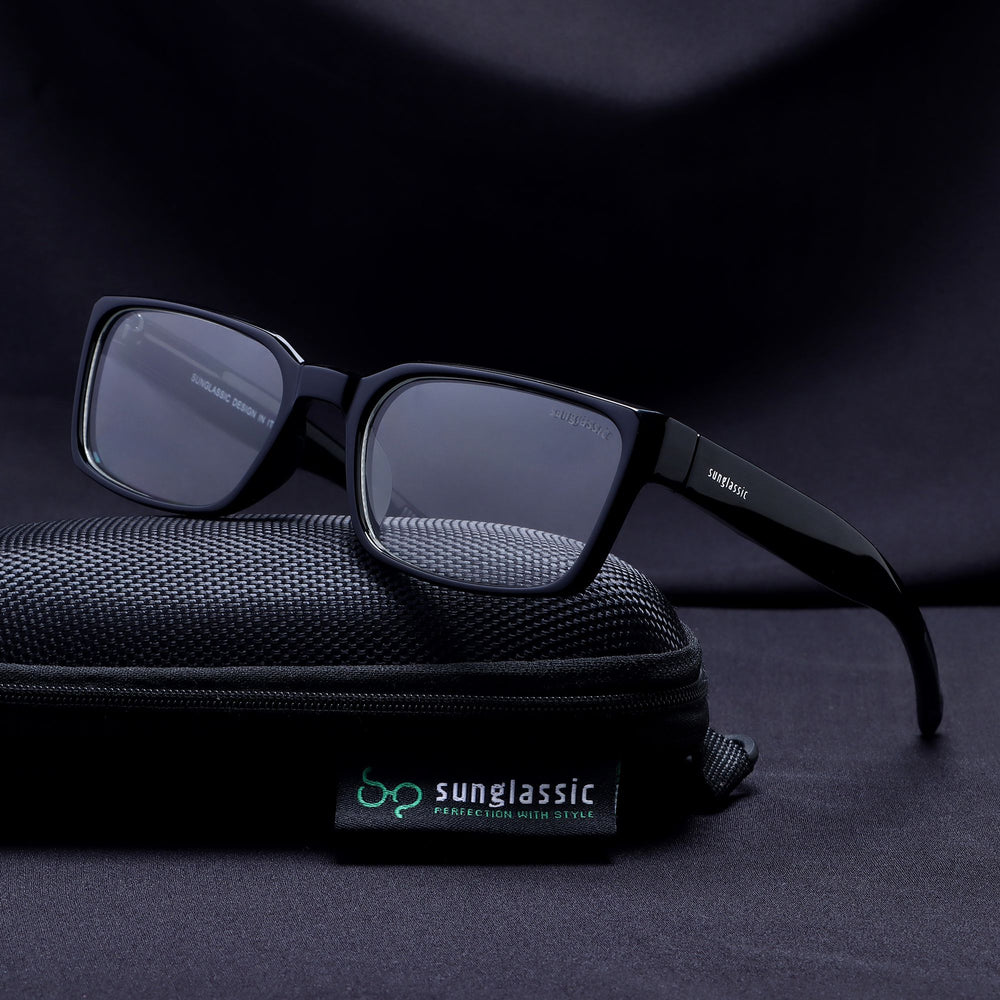 Buy Sydney Black Clear Rectangle Glasses – Anti-Blue Light | UV400